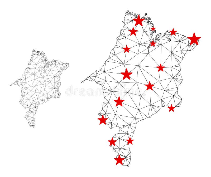 Polygonal Wire Frame Mesh Vector Maranhao State Map with Stars Stock ...