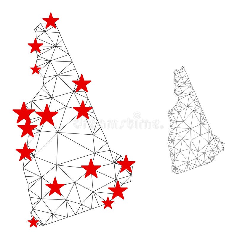 Polygonal Network Mesh Vector New Hampshire State Map with Stars Stock ...