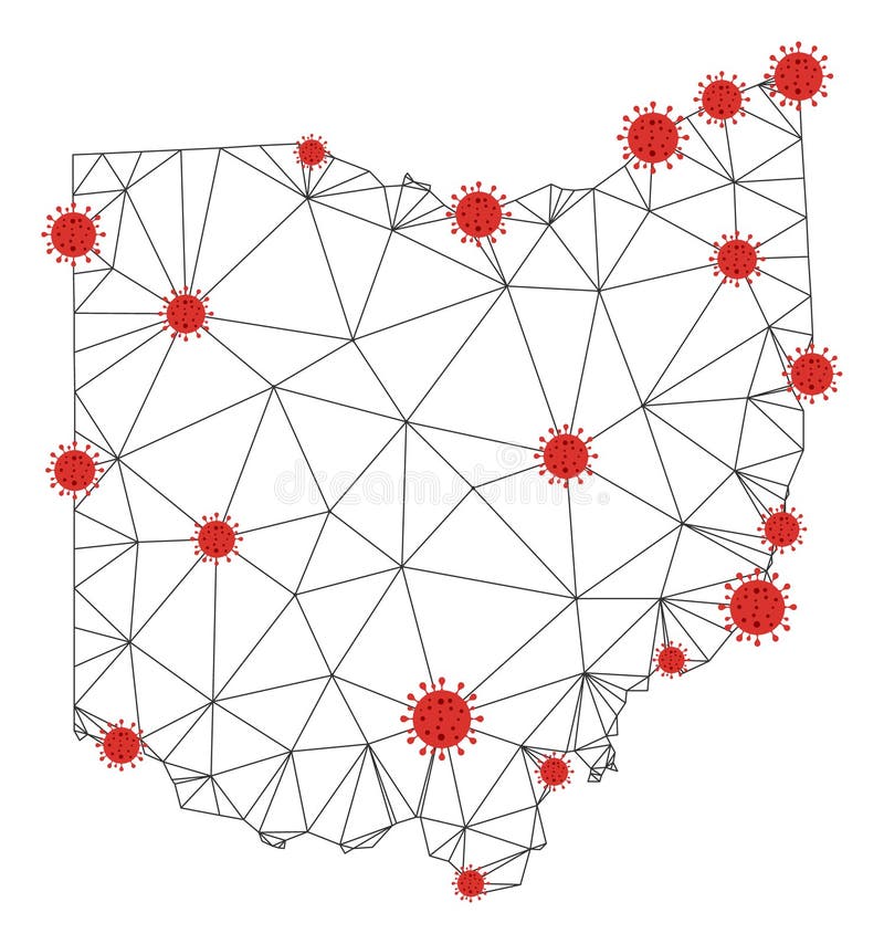 Polygonal Network Mesh Vector Ohio State Map with Coronavirus Stock ...