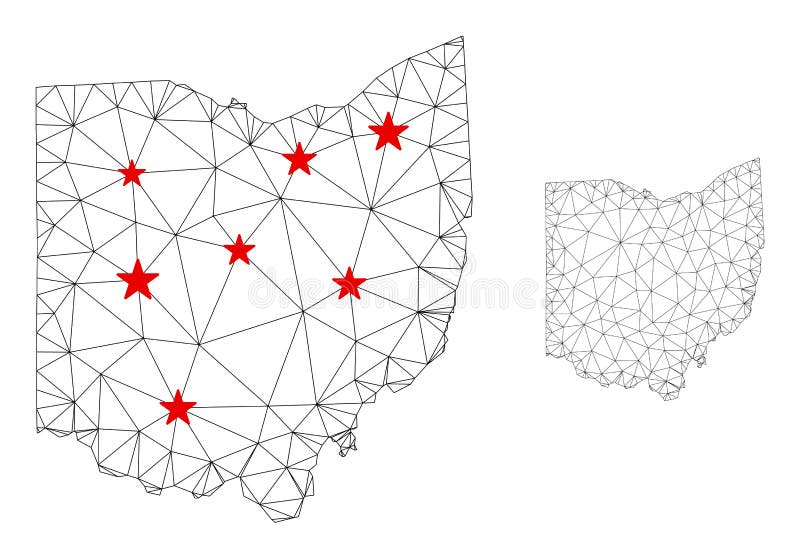 Polygonal Carcass Mesh Vector Ohio State Map with Stars Stock Vector ...