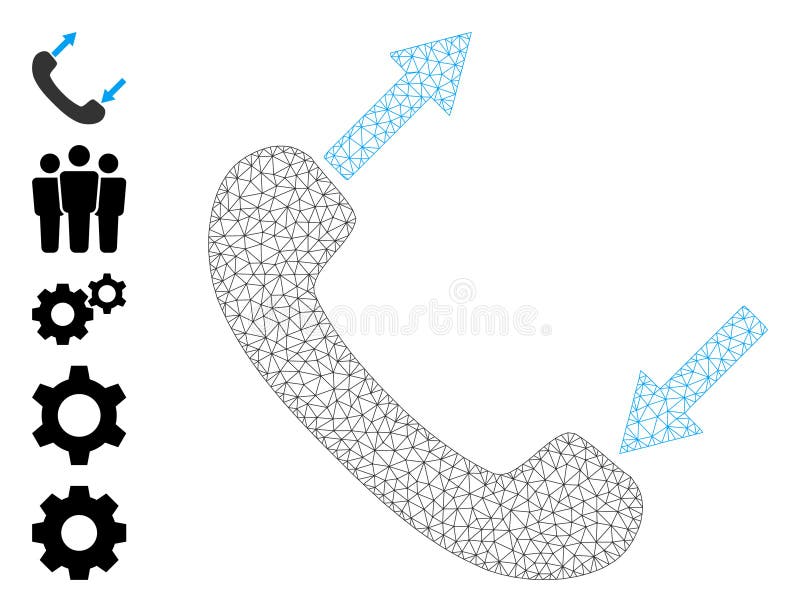 Polygonal Mesh Phone Talking Icon with Simple Symbols Stock Vector ...