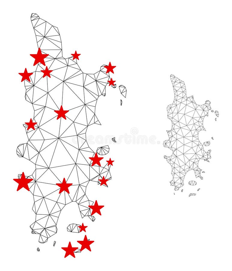 Polygonal Wire Frame Mesh Vector Phuket Map with Stars Stock Vector ...