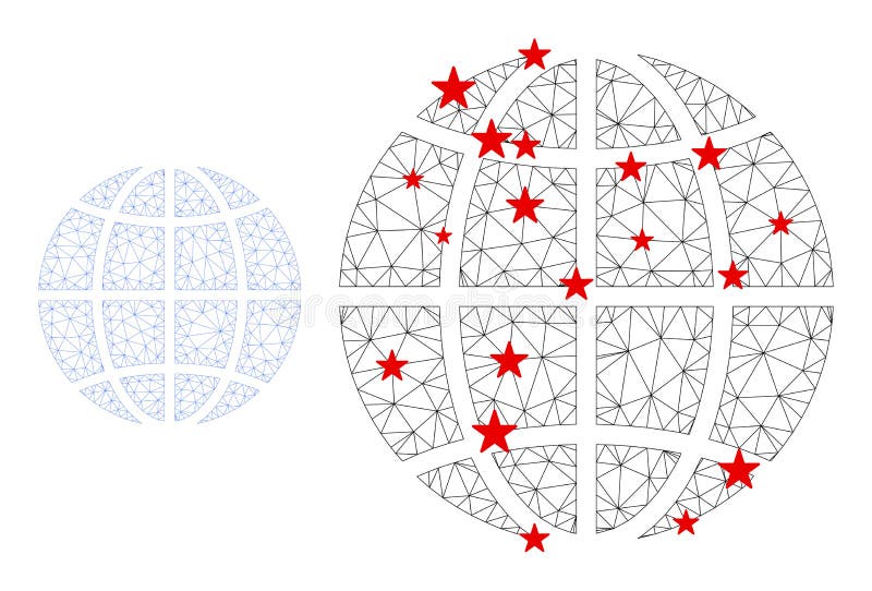 Polygonal Network Mesh Vector Planet Globe with Stars Stock Vector ...