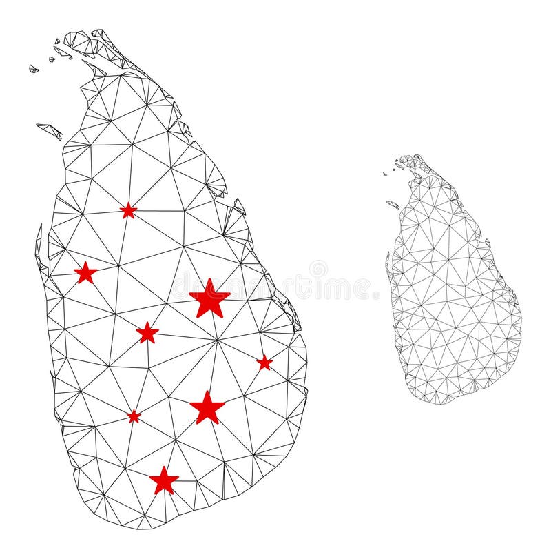Polygonal Wire Frame Mesh Vector Sri Lanka Island Map with Stars Stock ... Polygonal Wire Frame Mesh Vector Sri Lanka Island Map with Stars Stock ...