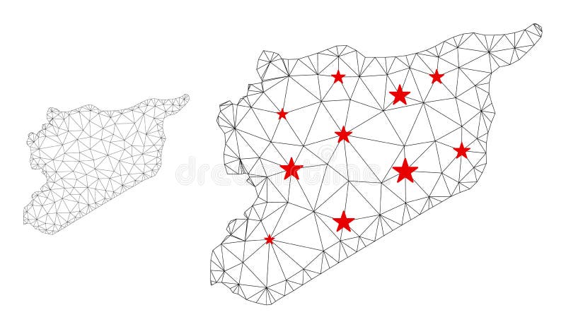 Polygonal 2D Mesh Vector Syria Map with Stars Stock Vector ...
