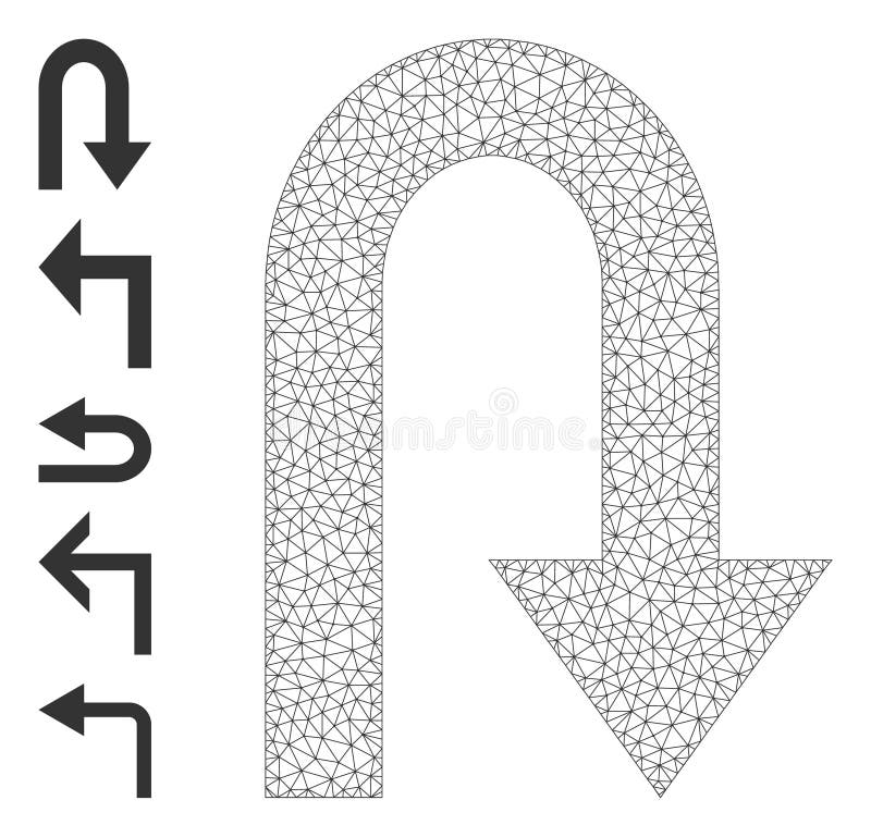 Polygonal Mesh Turn Back Icon with Simple Symbols Stock Vector ...