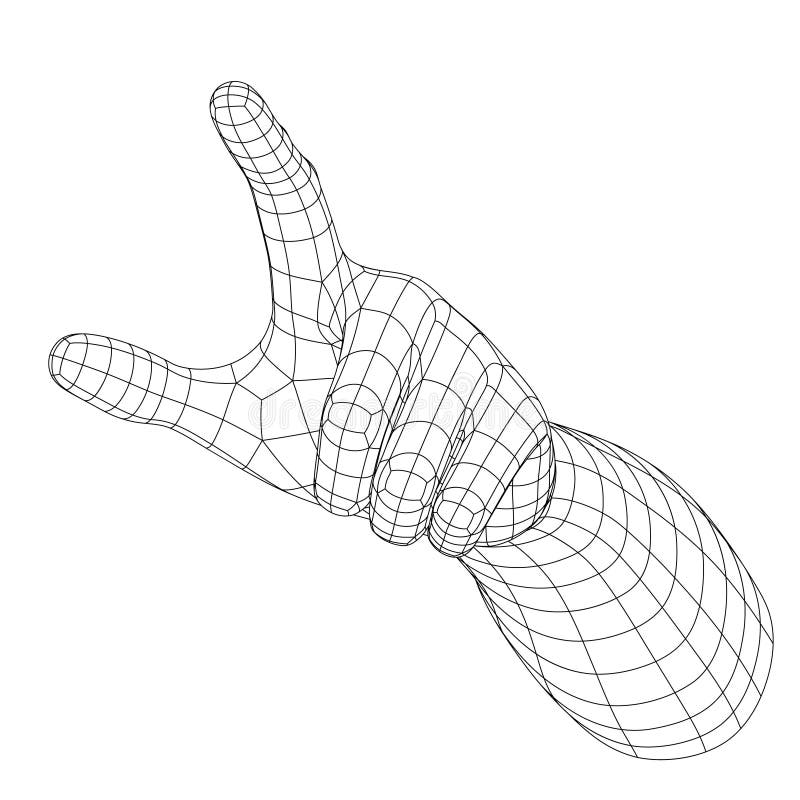 Wireframe Hand Touching the Screen Stock Vector - Illustration of ...
