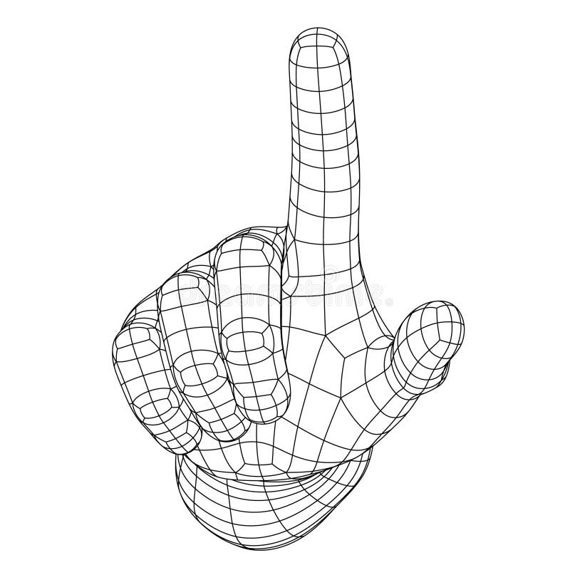 Polygonal Mesh or Wireframe Hand Reaching To Human Hand in Deep Space ...