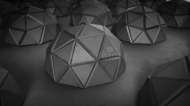 Polygonal Metal Objects Abstract 3D Render Illustration Stock ...