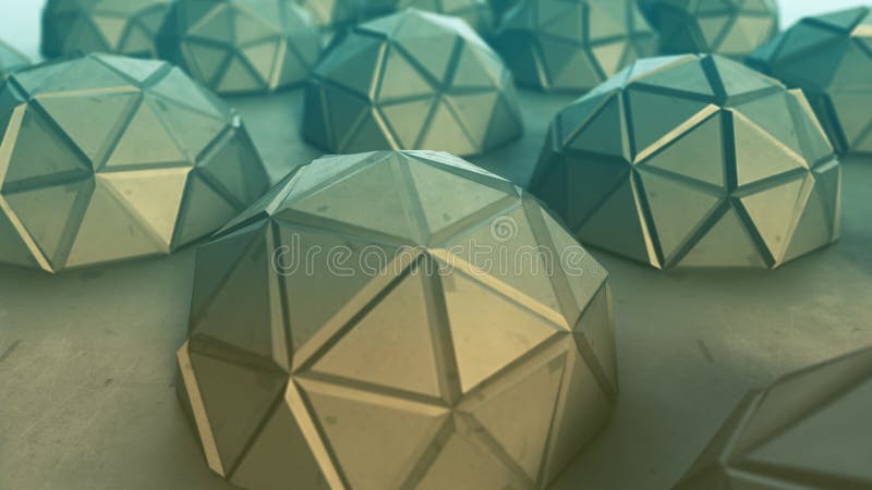 Polygonal Metallic Hemispheres 3D Rendering Stock Illustration ...