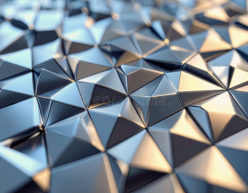 Polygonal Metallic Surface with Shiny Reflections and Abstract ...