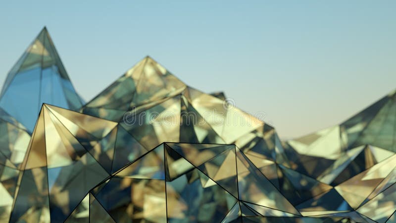 Polygonal Modern Glass Shape 3D Rendering with DOF Stock Illustration ...