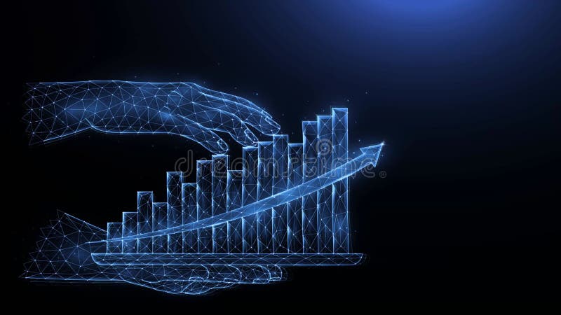 Polygonal Motion Graphics of Analytical Data on a Dark Background Stock ...