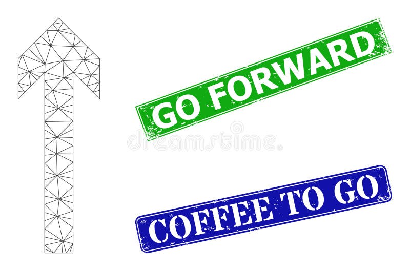 Textured Go Forward Imprints and Polygonal Mesh Move Up Icon Stock ...