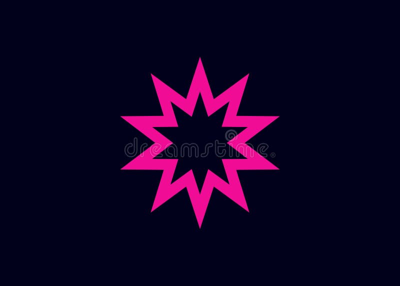 Polygonal Multiple Star Illustration. Fluorescent Pink Violet Polygonal ...