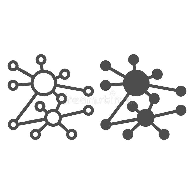 Polygonal Net Algorithm Line and Solid Icon, Neural Network Concept. Vector Graphics Stock ...