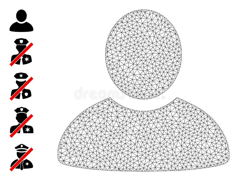 Polygonal Net Man Icon with Simple Symbols Stock Vector - Illustration ...
