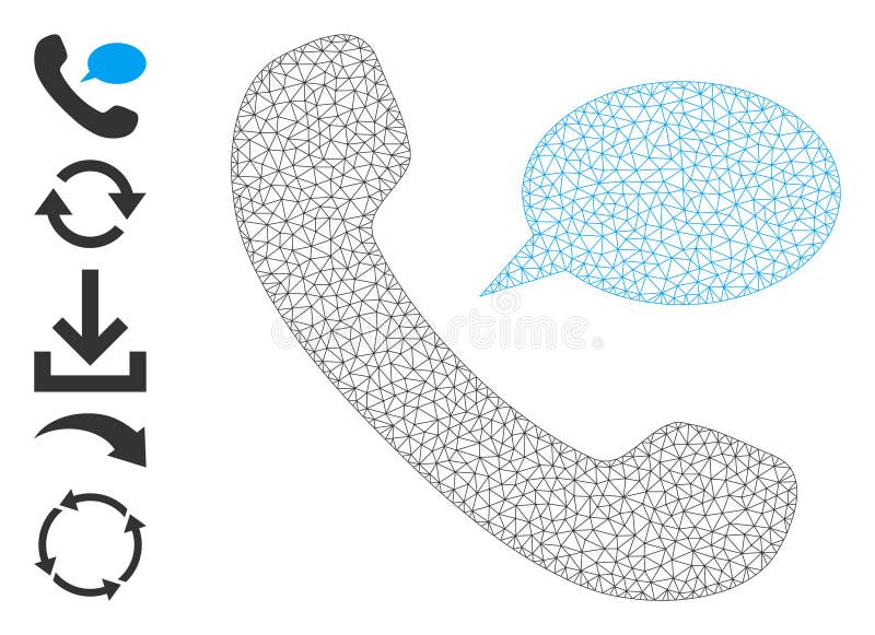 Polygonal Net Phone Message Icon with Simple Symbols Stock Illustration ...