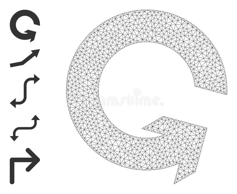 Polygonal Net Rotate Ccw Icon with Simple Glyphs Stock Vector ...