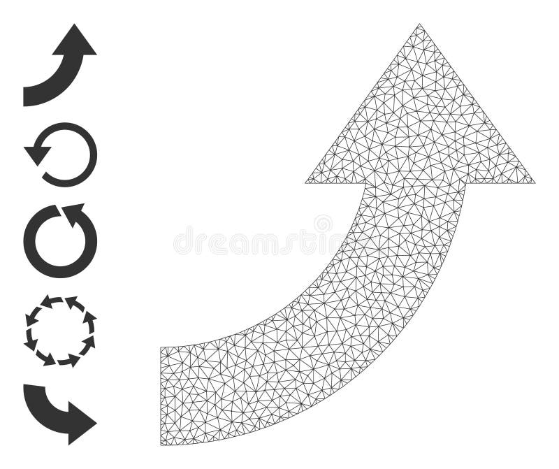 Polygonal Net Rotate Up Icon with Simple Symbols Stock Vector ...
