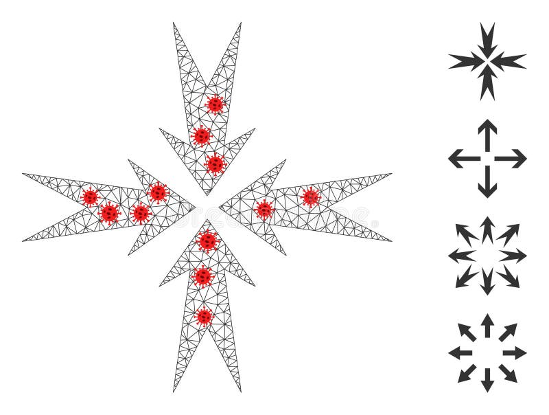 Polygonal Network Compression Arrows Icon with Coronavirus Items Stock ...