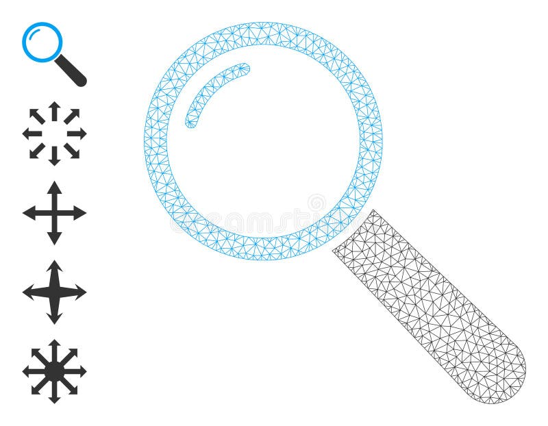 Polygonal Network Magnifier Icon with Simple Glyphs Stock Vector ...