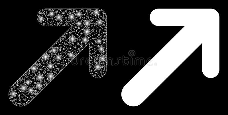 Polygonal Network Mesh Arrow Up Right with Light Spots Stock Vector ...