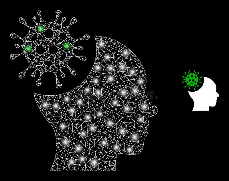 Polygonal Network Mesh Brain Infection with Lightspots Stock Vector ...