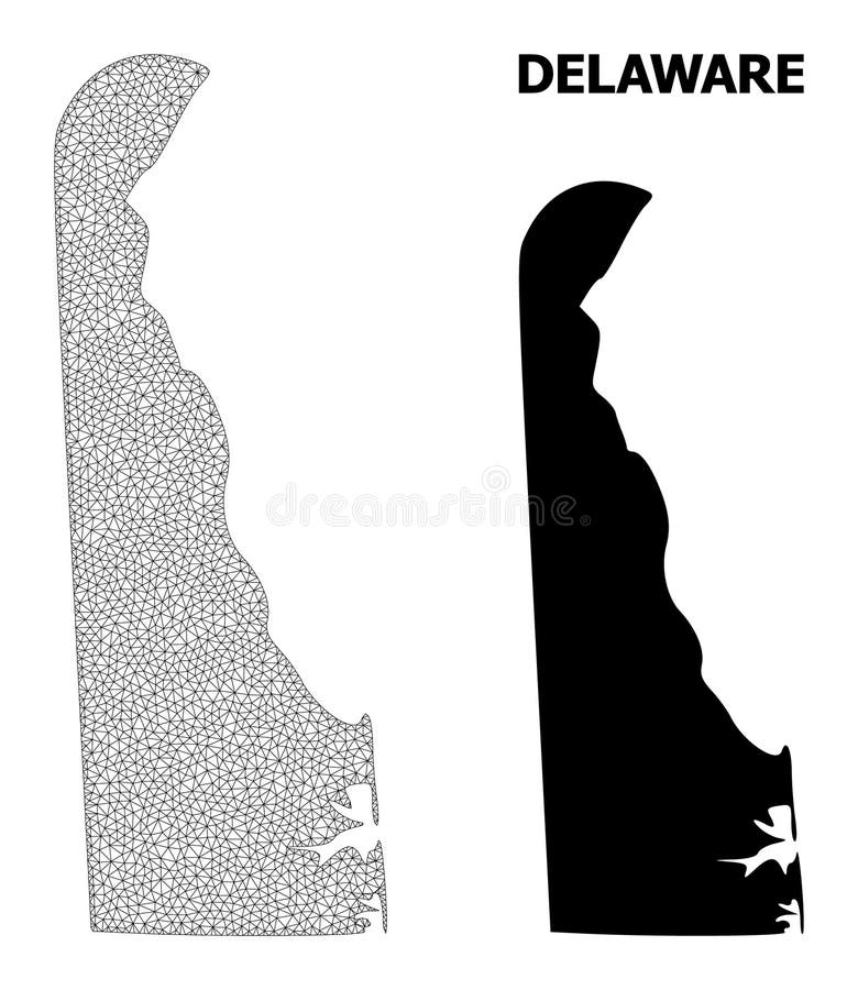 Polygonal Network Mesh High Detail Vector Map of Delaware State ...