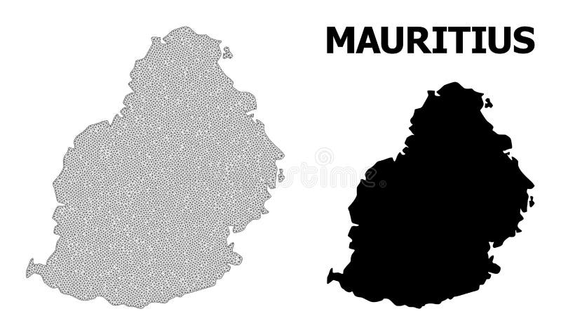 Polygonal Network Mesh High Detail Vector Map of Mauritius Island ...
