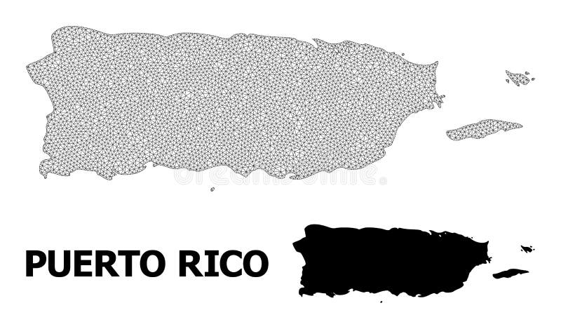 Polygonal Network Mesh High Detail Vector Map of Puerto Rico ...