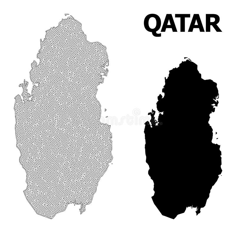 Polygonal Network Mesh High Detail Vector Map of Qatar Abstractions ...