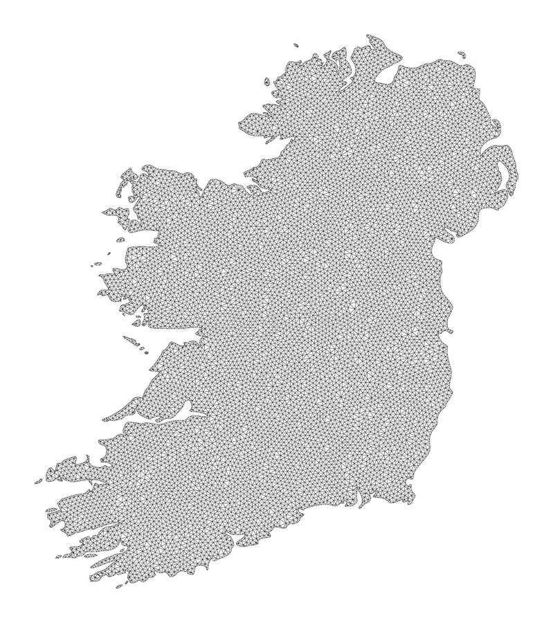 Polygonal Network Mesh High Resolution Raster Map of Ireland Island ...