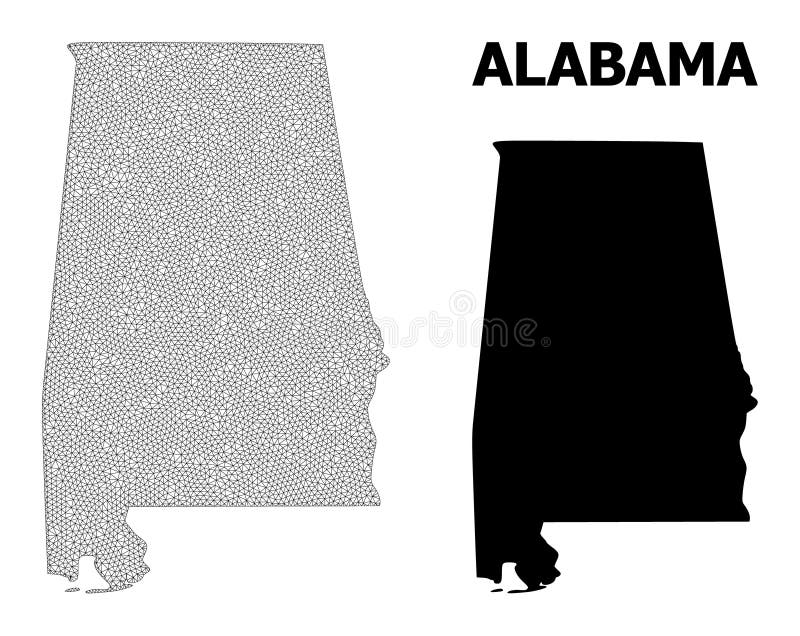 Polygonal Network Mesh High Resolution Vector Map of Alabama State ...