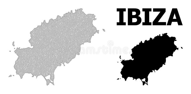 Polygonal Network Mesh High Resolution Vector Map of Ibiza Island ...