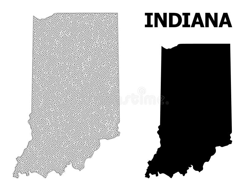 Polygonal Network Mesh High Resolution Vector Map of Indiana State ...