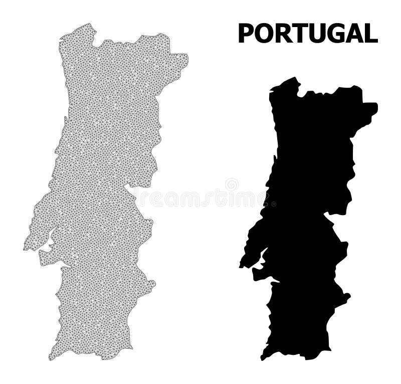 Polygonal Network Mesh High Resolution Vector Map of Portugal ...