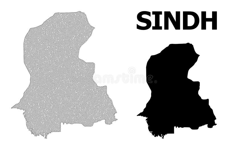 Polygonal Network Mesh High Resolution Vector Map of Sindh Province ...