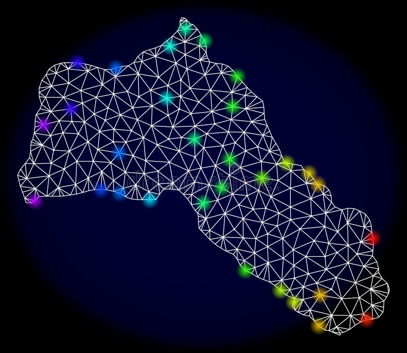 Polygonal Network Mesh Map of Kurdistan with Bright Spectrum Light ...