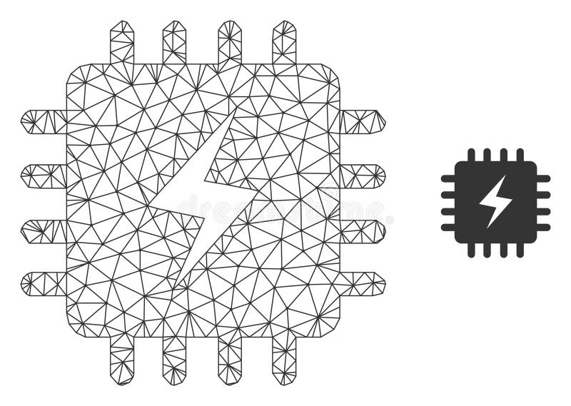 Polygonal Network Mesh Power Chip Icon Stock Vector - Illustration of ...