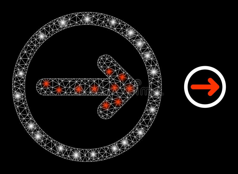 Polygonal Network Mesh Rounded Right Arrow with Light Spots Stock ...