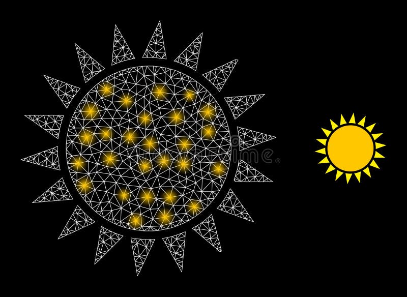 Polygonal Network Mesh Sun with Glare Spots Stock Vector - Illustration ...