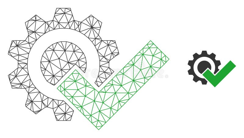 Polygonal Network Mesh Valid Gear Icon Stock Vector - Illustration of ...