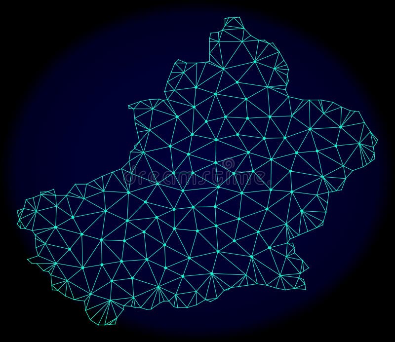 Polygonal Network Mesh Vector Abstract Map of Xinjiang Uyghur Region ... Polygonal Network Mesh Vector Abstract Map of Xinjiang Uyghur Region ...