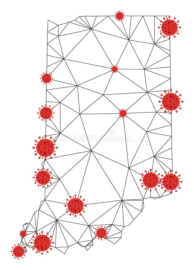 Polygonal Network Mesh Vector Indiana State Map with Coronavirus Stock ...