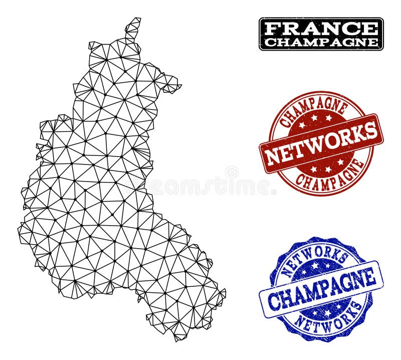 Polygonal Network Mesh Vector Map of Champagne Province and Network ... Polygonal Network Mesh Vector Map of Champagne Province and Network ...