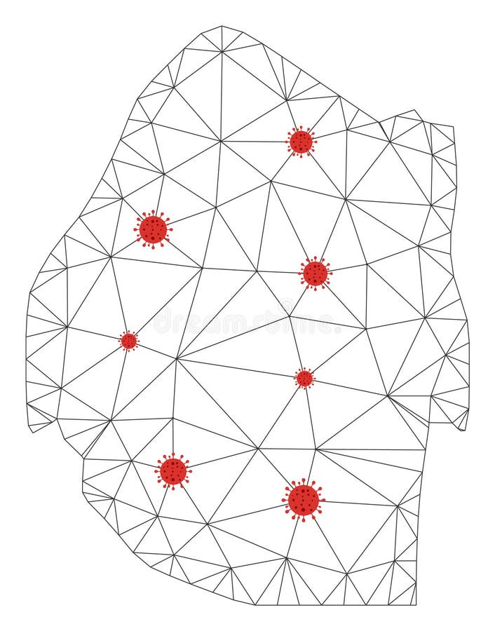 Polygonal Network Mesh Vector Swaziland Map with Coronavirus Stock ...