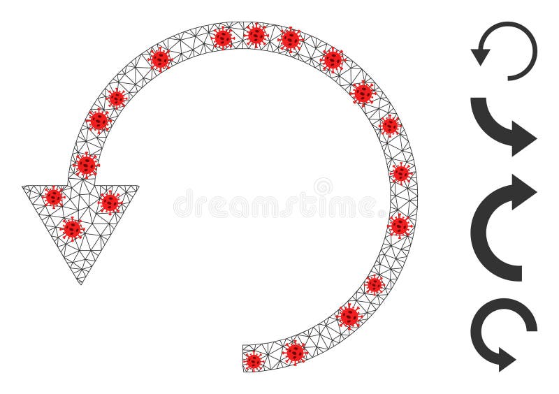 Polygonal Network Rotate Ccw Icon with Infectious Elements Stock Vector ...