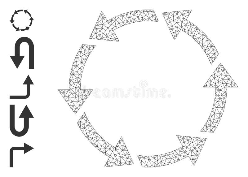 Polygonal Network Rotate Ccw Icon with Simple Glyphs Stock Vector ...