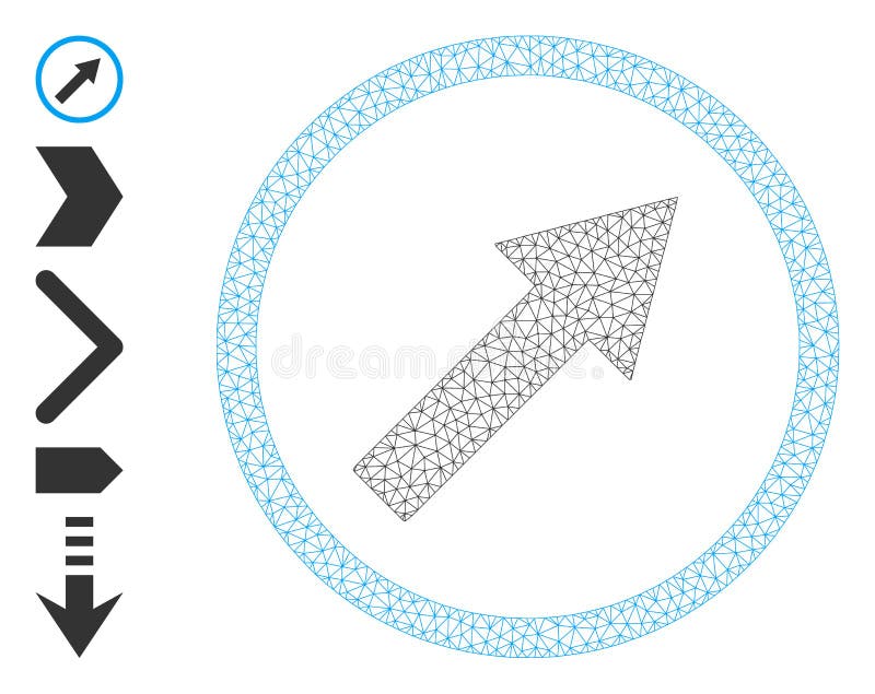 Polygonal Network Up-Right Rounded Arrow Icon with Simple Pictograms ...
